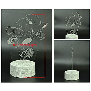 Magiclux 3D Illusion Sonic Night Light, Anime Hedgehog Desk Lamp with Remote Control Kids Bedroom Decoration, Sonic Toys Gifts for Boys Girls