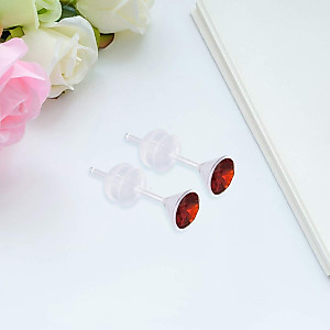 12 Pairs Plastic Earrings for Sensitive Ears, Plastic Post Earrings for Women, Birthstone Cubic Zirconia Stud Earrings Set 4mm