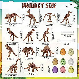 24 Pcs Dinosaur Fossil Skeleton Dino Bones Dino Sand Dig Colorful Foam Dinosaur Eggs and 4 White Plastic Bones Toys for Kids Science Play Dino Sand Dig Halloween Party Decor Supplies (Dark)