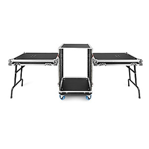 Gator Cases G-TOUR Touring Style ATA Road Rack Case with Dual Fold-Out Side Tables & Casters; 16U Rack (GTOUR16U-TBL)
