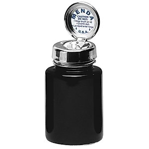 Menda 35386 4 oz Round Black Glass Bottle With Stainless Steel Pure Touch Pump