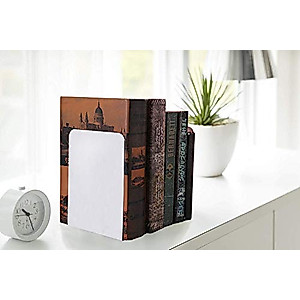 VONDERSO Metal Bookends White, 2 Pairs Metal Bookends Heavy Duty for Shelves Decor Home Office, Unique White Bookends Supports Anti-Slip for Kids Girls
