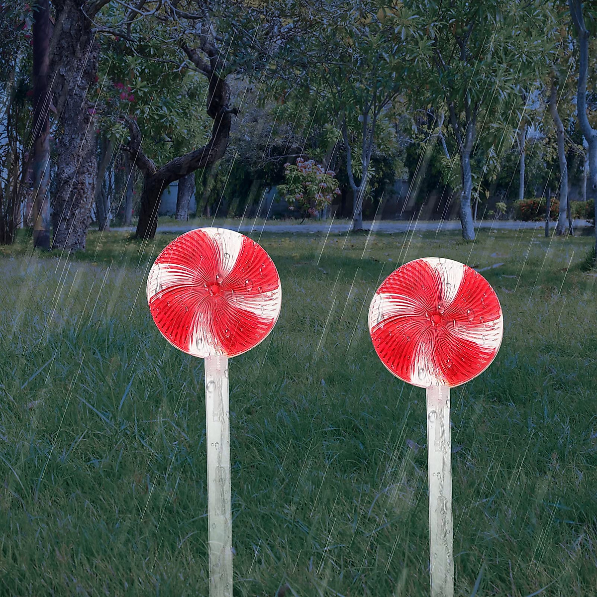 PRETYZOOM Solar Pathway Lights 1 Set Christmas Pathway Marker Light LED Solar Powered Xmas Candy Lollipop Ground Plug Light Lollipops Peppermint Sign for Home Garden Patio Solar Lights