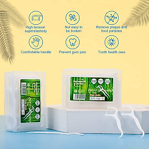 Leioua Dental Floss Picks 300 Counts Unflavored Durable Disposable Floss Threaders Pro Health Sticks for Adults and Kids 6 Travel Handy Cases