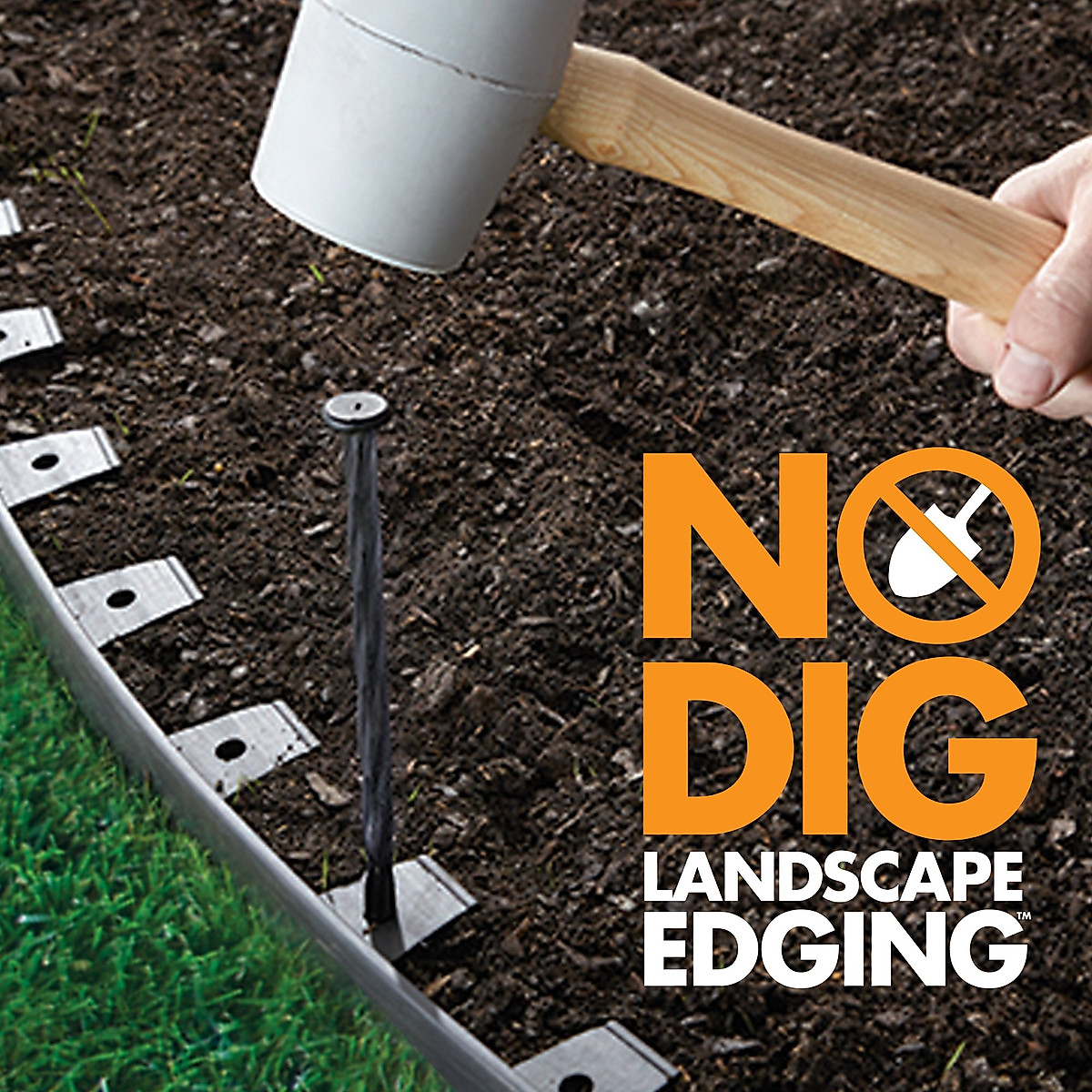 EasyFlex No-Dig Landscape Edging Kit with Anchoring Spikes, 40 Feet (1.5 in Tall)