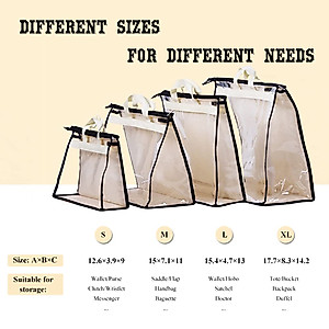 fazhongfa 2PCS Dust Bags for Handbags Clear Purse Storage Organizer Non-Woven Hanging Bag Closet with Zipper and Handle (X-Large, Cream Color)