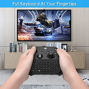 FYOUNG Keyboard for Xbox Series X/S Controller, for Xbox One/S/Controller Gamepad, 2.4Ghz Mini QWERTY Keyboard Gaming Chatpad with Audio/Headset Jack for XSX (Black)