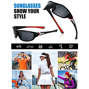 9 Pairs Polarized Sports Sunglasses Driving Shades Running Sunglasses for Men Polarized Tactical Sunglasses(Classic Colors)