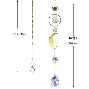 Naturemama K9 Crystal suncatcher Rainbow Maker Hanging Prism Ornament Pendant Home Garden Car Decoration 6Pack Gift Kit Sun Catchers Indoor Window (Gold)