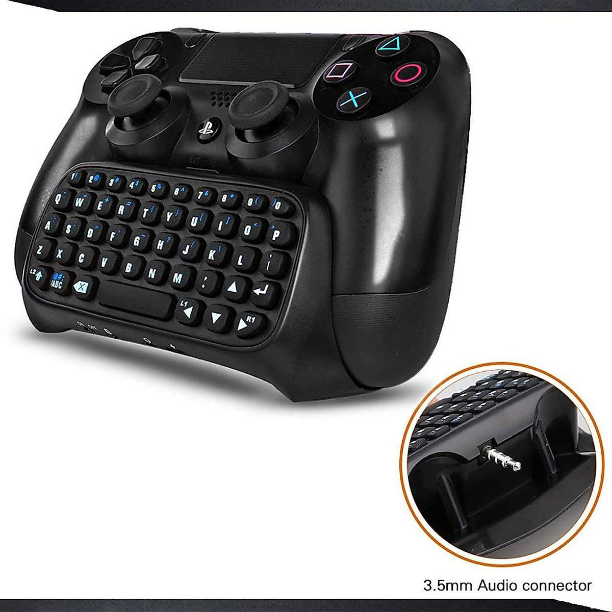JIMAT Wireless Keypad Compatible for PS4 Keyboard PlayStation Slim Pro Controller ChatPad Input Text Search Chat | Built-in Speaker 3.5mm Jack