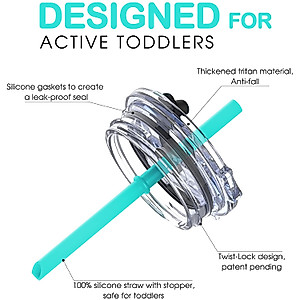 Signice Kids Cups with Straw Lid Upgraded Leak Proof 8.5 Oz Toddler Smoothie Cup Vacuum Insulated Stainless Steel Toddlers Cups Baby Child Tumbler,BPA Free,2 Pack (Aqua & Blue)