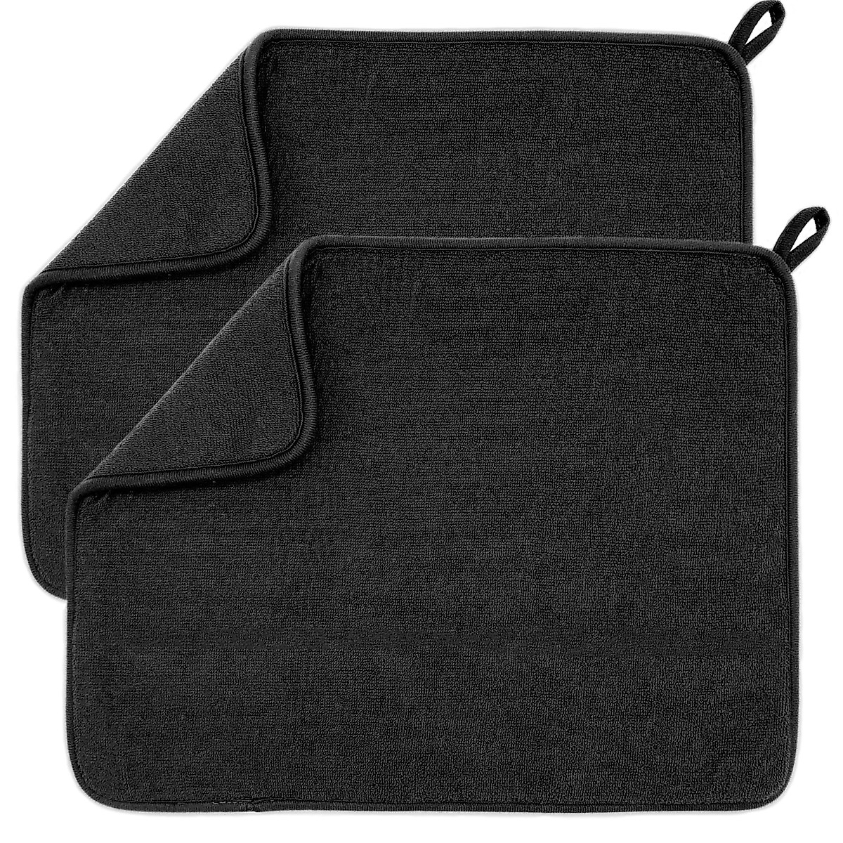 Dish Drying Mat for Kitchen Counter,Absorbent Drain Mats with Mircofiber,Dish Drying Pad,Double-Sided Use Dish Drainer Mat,19"x15",2 Pack,Dark Gray