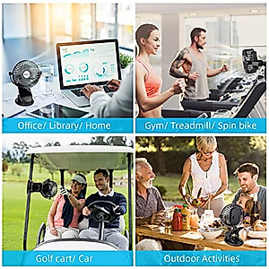 SkyGenius Battery Operated Stroller Fan, Rechargeable USB Powered Mini Clip on Desk Fan