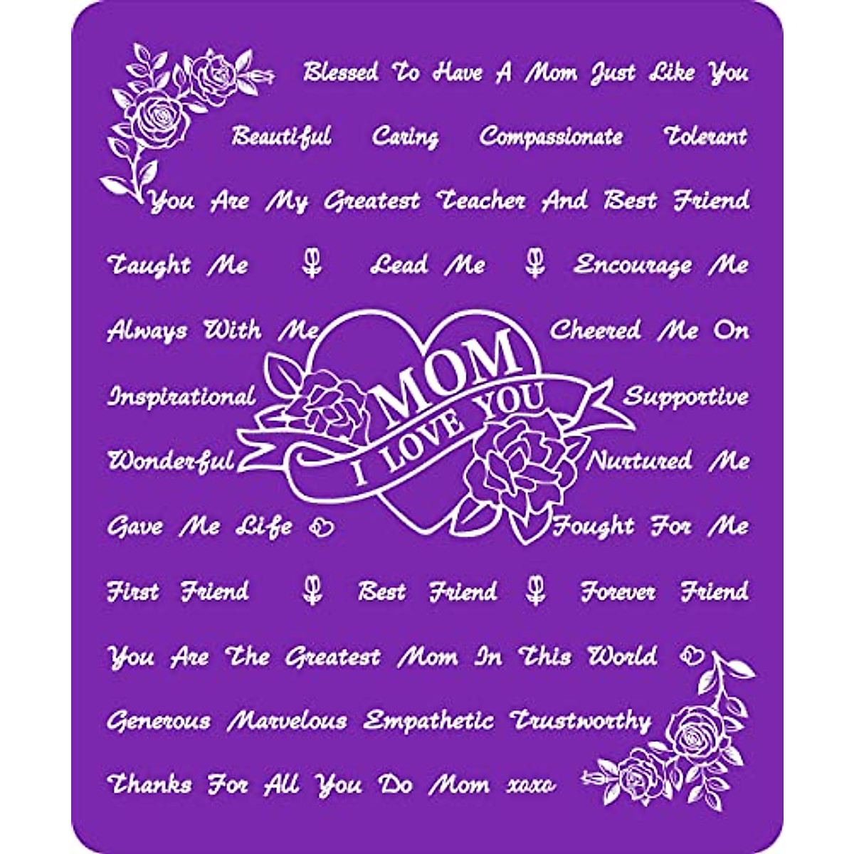 DOKEYWELL Birthday Gifts for Mom Unique Mom Gifts from Son Daughters for Mothers Day Valentines Day Christmas - I Love You Mom Sherpa Hugs Blanket 50"x60" (Purple)