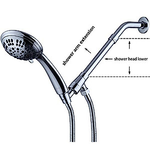 G-Promise Solid Brass Shower Head Extension Arm, 7 Inch Shower Arm Extension, Shower Head Extender, Lower Shower Head, All Solid Brass Construction, Chrome (shower arm extension)