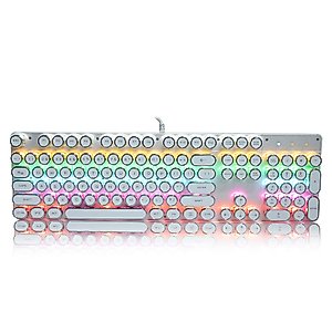 Byged Gaming Keyboard, Bluetooth Wired RGB Backlit Computer Mechanical Keyboard with Retro Keycap, USB Plug-and-Play, for Pc, Laptop and Computer for Gamer Typewriter