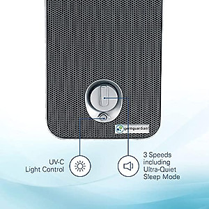 Germ Guardian Desktop Air Purifier for Home, H13 HEPA Filter, Removes Dust, Allergens, Smoke, Pollen, Odors, Mold, UV-C Light Helps Reduce Germs, 11 Inch, Silver, AC4100