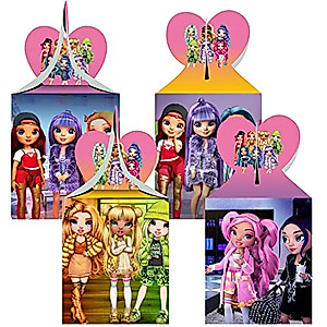 12pcs Rainbow High Dolls Party Gift Boxes Goodie Boxes for Cartoon Theme Birthday Party Supplies, Decorations Boxes Candy Boxes