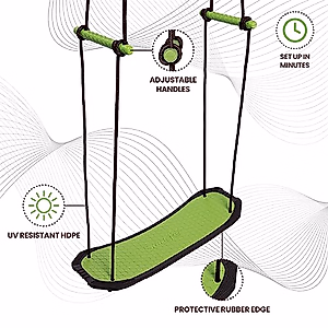 Swurfer Stand Up Tree Swing, Outdoor Swing for Adults, Kids - Durable, Weatherproof, Easy Installation, Adjustable Handles, Protective Rubber Edge, Swingset Outdoor, Outdoor Play, 200lbs, Age 6 and Up