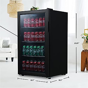 Commercial Cool Beverage Cooler, 3.6 Cu. Ft. Capacity, Drink Fridge with 3 Adjustable Shelves & Temperature Control, Mini Beverage Fridge Holds up to 109 Cans