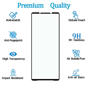 KELOLIN [2 Pack] Tempered Glass Screen Protector for Sony Xperia 1 III, [Full Coverage] [ Anti-Scratch ] [ No-Bubble ] HD Screen Protector Compatible with Sony Xperia 1 III(Black)