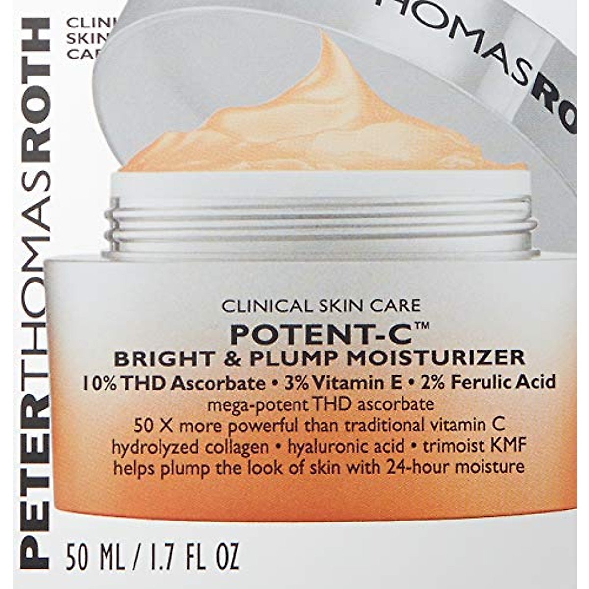 Peter Thomas Roth | Potent-C Bright & Plump Moisturizer | Brightening Vitamin C Moisturizer and Anti-Aging Cream with Collagen light blue 1.69 Fl Oz