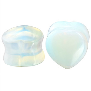 Stuppendux 2Pairs 2Style Heart shaped Stone Double Flared Ear Tunnels Plugs Stretcher Expander Kit Gauge 00g 10mm
