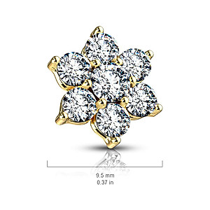 7 CZ Flower Internally Threaded Dermal Tops (Aurora Borealis)