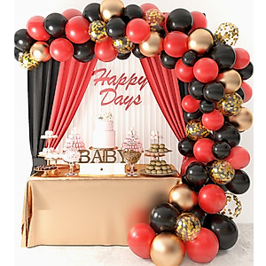 130PCS Red and Black Gold Balloons Balloon Garland Kit, Red Black Gold Baby Bridal Shower Birthday Wedding Valentines Day Party Decorations for Girl Women, Globos Para Decoracion De Fiestas