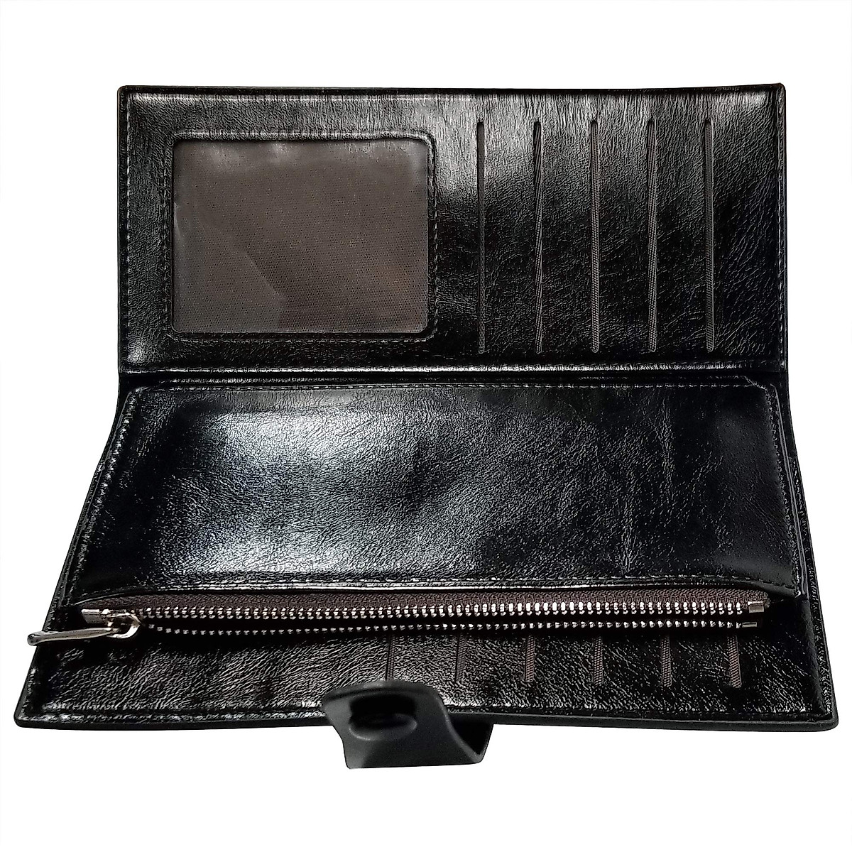 Trusten J. Women's Wallet Large Fashion Clutch Stylish Phone Case Organizer Leather (Black)