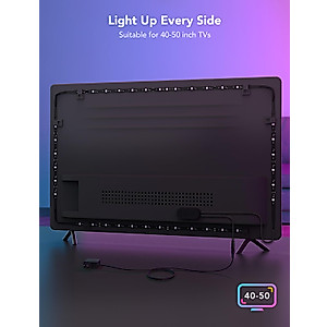 Govee TV LED Backlight Strip, RGBIC Smart LED Backlight for 40-50inch TVs, Music Sync, Wi-Fi Bluetooth & App Control, Works with Alexa & Google Assistant, 77 Scene Modes, Adapter