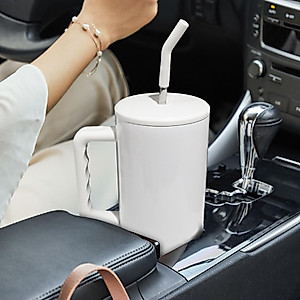 Laosh 40 oz Sublimation Tumbler with Handle And Straw, 4pcs 40oz Sublimation Tumblers Blanks Bulk, Coffee Insulated Cup Stainless Steel Travel Mug for Diy Craft 40 Oz Tumbler Heat Press Print (White)