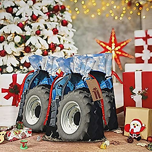 Farm Tractorchristmas Drawstring Gift Bag, Linen Drawstring Gift Bag, Reusable Drawstring Gift Bag, Used For Christmas, Birthday, Wedding Supplies