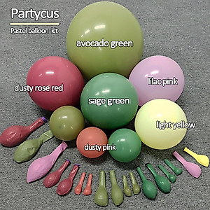 Pink Green Yellow Balloon Garland - Double Stuffed Sage Green Dusty Rose Pink Olive Matte Balloons Pastel Balloon Arch Kit for Baby Shower Birthday Summer Wonderland Party Decoration