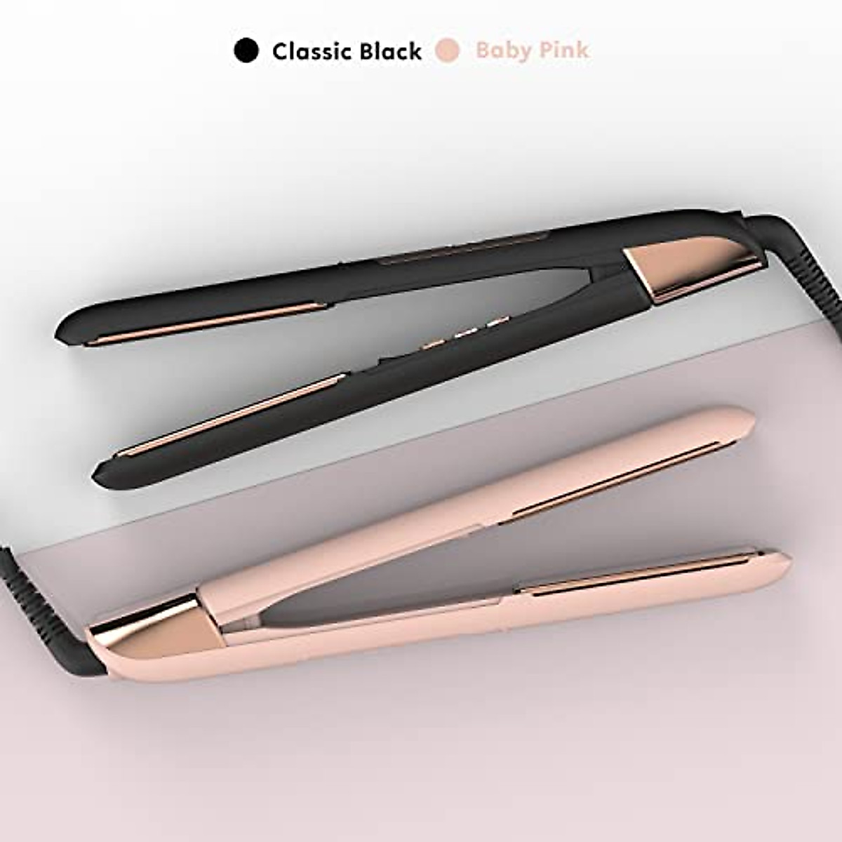 FUNTIN S10 Hair Straightener, Flat Iron - 100% Pure Titanium Flat Iron for straightening Curls Ion Inside 1 Inch (Baby Pink)