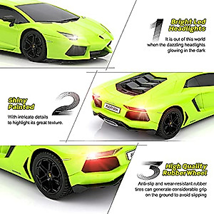 QUN FENG RC Car 1:18 Lamborghini Aventador 2.4 G Radio Remote Control, Electric, Sport Racing Hobby Toy Car Grade Licensed Model Vehicle for Kids Boys and Girls Best Gift (Green)