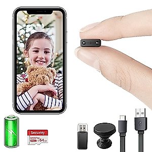 【Free 64G】Smallest Wireless Wifi Camera With Battery,HD1080P Spy Camera Detector,Portable Vdeo Camera,Baby Monitor with Night Vision,Motion Detection,Cloud Storage for Security with iOS AndroidAPP