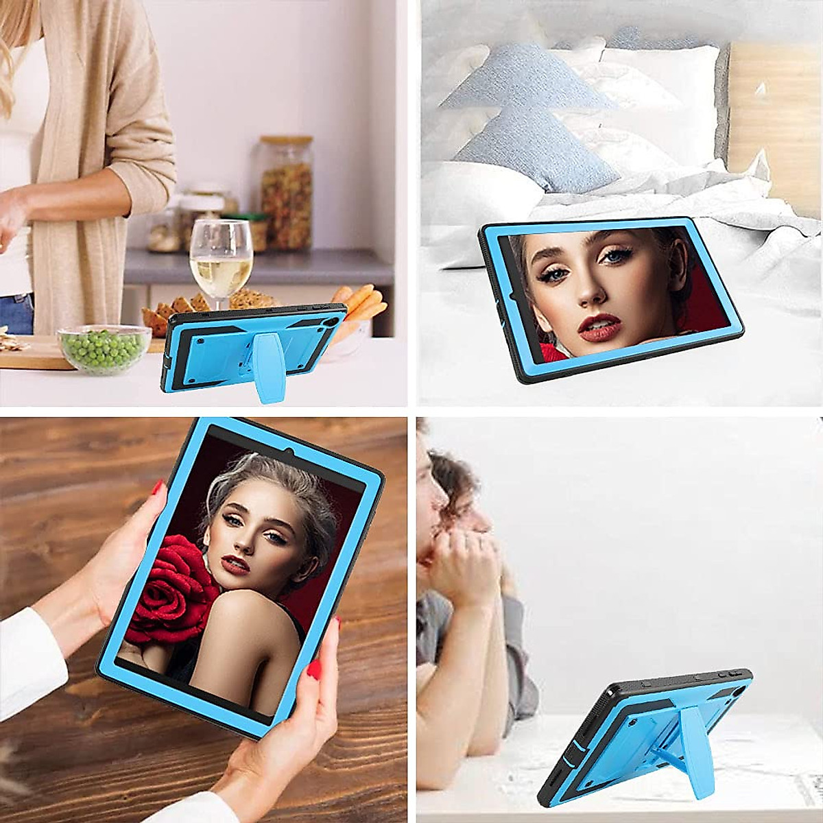 Koolbei Soatuto for Alcatel Joy Tab 2 TCL 9048S Case Shockproof Kids Friendly Rugged Sturdy Armmor Built-in Kickstand Tablet 2020 Model 9032Z 8 inch (Blue)