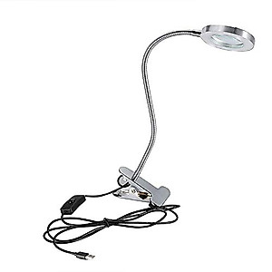 Simlug Magnifying Glass Lamp, Magnifying Light Table Base Holder USB Powered Portable Clamp Table Base Holder Desk Magnifier Lamp Ideal for Eyebrow Tattoo Tattoo
