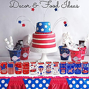 Tifeson 4th of July Decorations Outdoor, Patriotic Party Favors Supplies July 4th Decorations for Outside - 12 PACK USA Patriotic Koozies Insulated Covers Beer Can Cooler Sleeves for Independence Day
