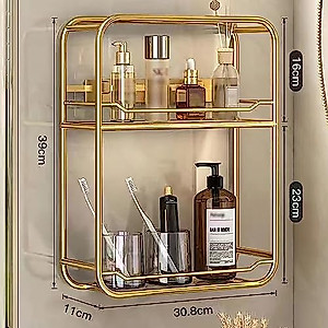 FZYUAN Bathroom Wall Cabinet Metal Medicine Cabinet Bathroom Cabinet Wall Mounted Over The Toilet Storage Cabinet Hanging Cabinet for Bathroom Livingroom Kitchen Cupboard,2 Level