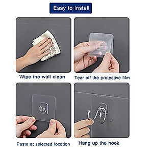 VIANBYE 20 Pcs Large Wall Hooks - for Hanging 25 lbs (max) Heavy Duty Wall Hooks, Coat and Towel Sticky Hooks Water and Oil Resistant Removable Wall Hooks for Bathroom, Kitchen and Home