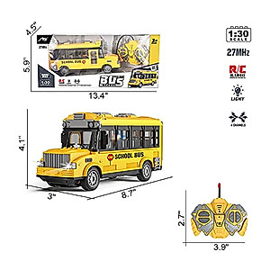 KNACKTOYZ RC School Bus - Remote Control Car Vehicles, 2.4G Opening Doors City Bus Toy Classic Baby Bus, Remote Control Car with LED Lights School Bus Toy, Gift for Children Kids Boys Girls Age 3-6