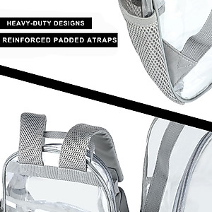 CLEKEGBAG Clear Plastic Backpack - See Through Transparent Bag for School, Work & Travel - Heavy Duty Waterproof Design (Grey)
