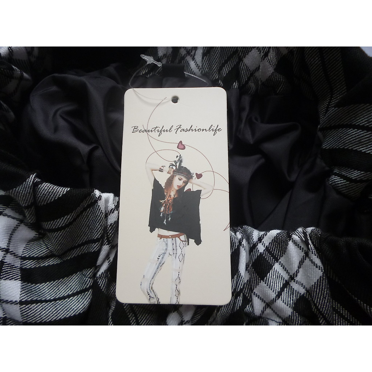 Women`s plaid short A line Skirts costumes (3XL, Blue mixed white black)