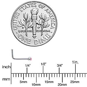 Body Candy Stainless Steel 1.57mm Pink Accent Micro L Shape Nose Stud Ring 20 Gauge