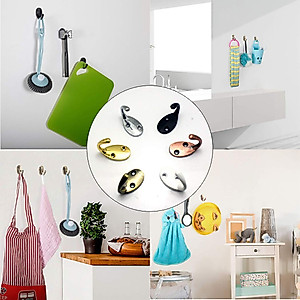 Ktdzone Coat Hooks Wall Mounted Robe Hook Single Coat Hanger with Screws Bronze 4Sets