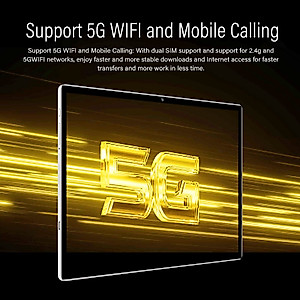 10.1in Tablet 11, 4G Smart Tablet, 8 Core CPU, 8+256GB Memory, 2.5D Curved IPS HD Touchscreen, 8MP+20MP Dual Camera, Dual Band WiFi, USB C Calling Tablet, Silver Gray