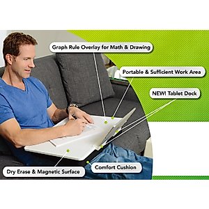 Fun Express EZDesk Magnetic Dry Erase Lap Desk with Graph Ruling, Tablet Dock and Accessories