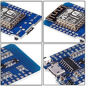 WLAN WiFi Internet Development Board D1 Mini NodeMcu Lua 4M Bytes Development Module Base on ESP8266 ESP-12F for Arduino Compatible with WeMos D1 Mini (2PCS)